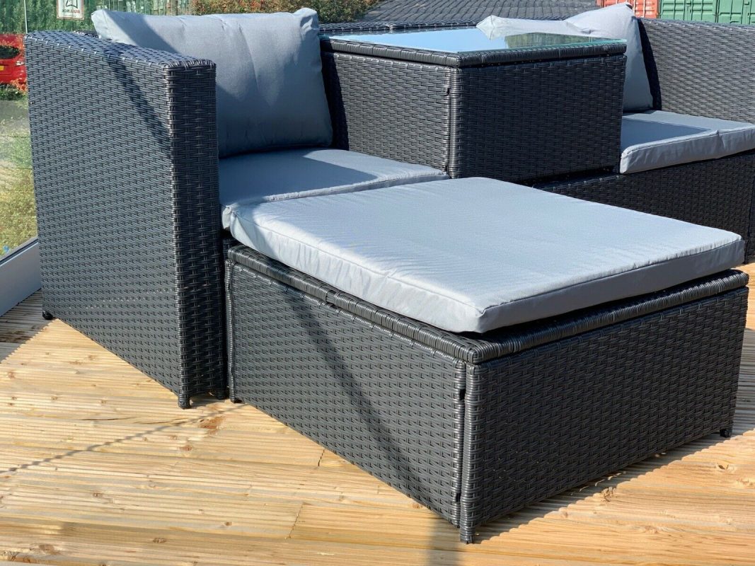 INTR001 Rattan Garden Furniture Set Corner Sofa Lounge In/Outdoor Extra Wide - Intelroll
